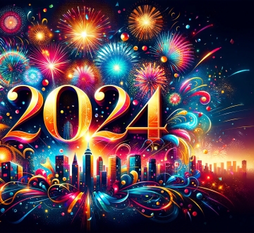 360x330 Resolution 2024 New Year HD Colorful 2024 Fireworks Greeting ...