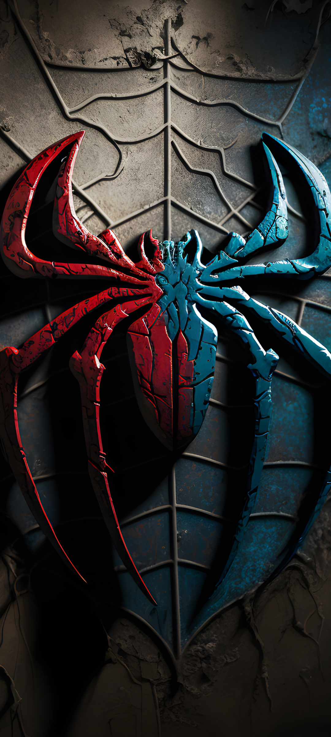 1080x2400 3D Spider Mark of Spider Man on Wall 5K 1080x2400 Resolution ...