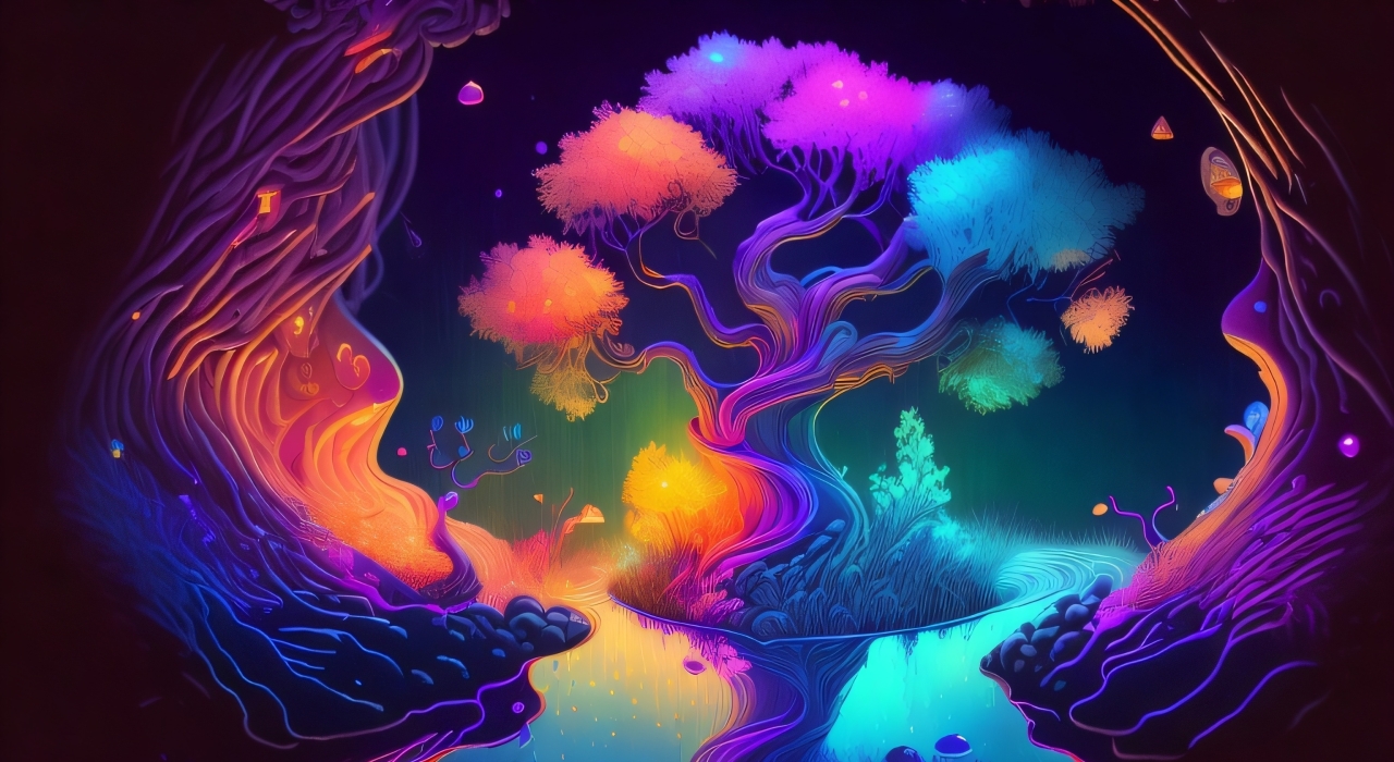 1280x700 4K AI Art Neon Tree 1280x700 Resolution Wallpaper, HD Artist ...