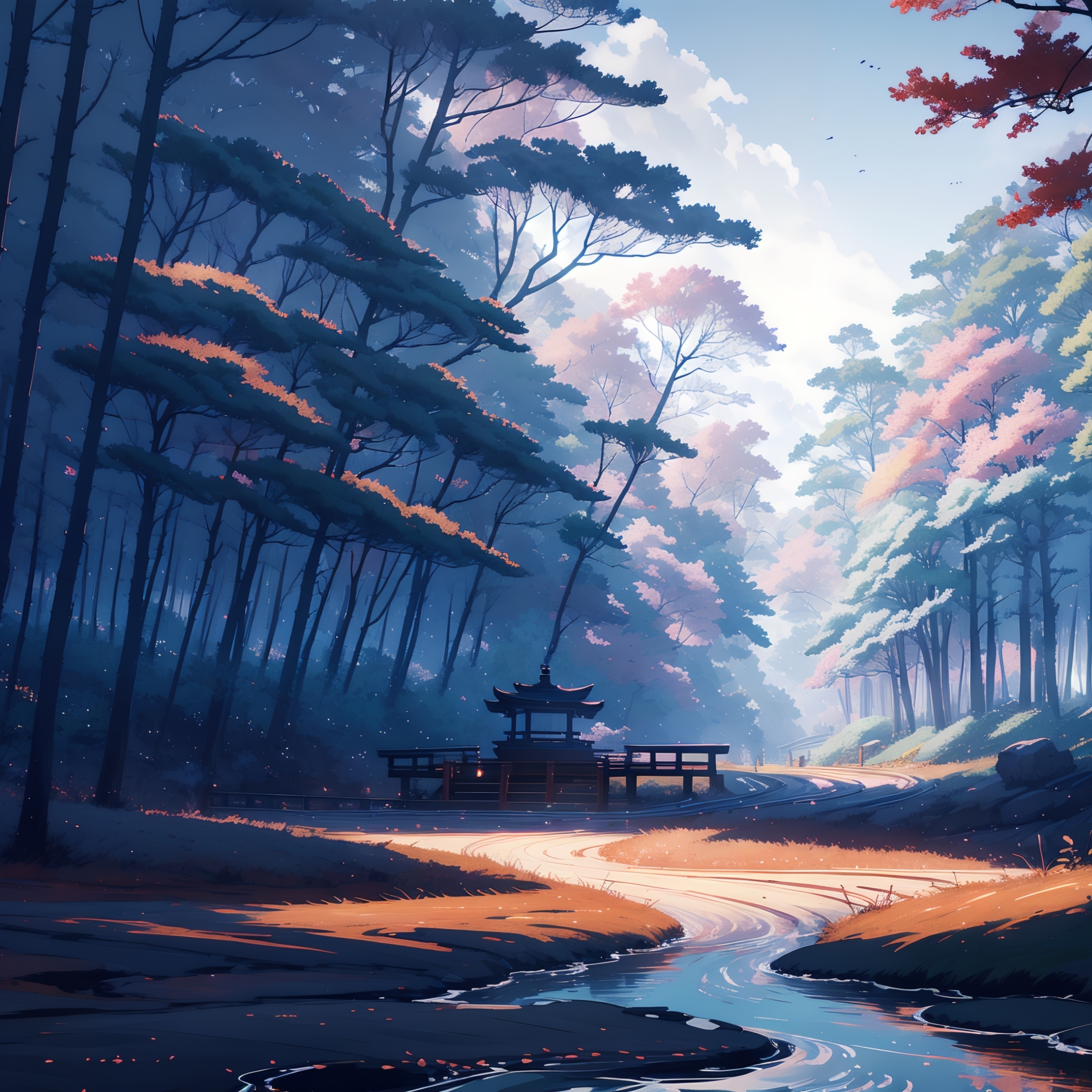 5000x5000 Resolution 4K Forest Quiet Road 5000x5000 Resolution ...