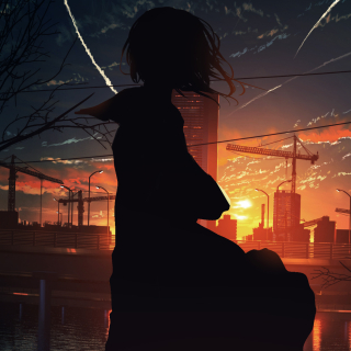 320x320 Resolution 4K Lost in Sunset HD Anime Girl 320x320 Resolution ...