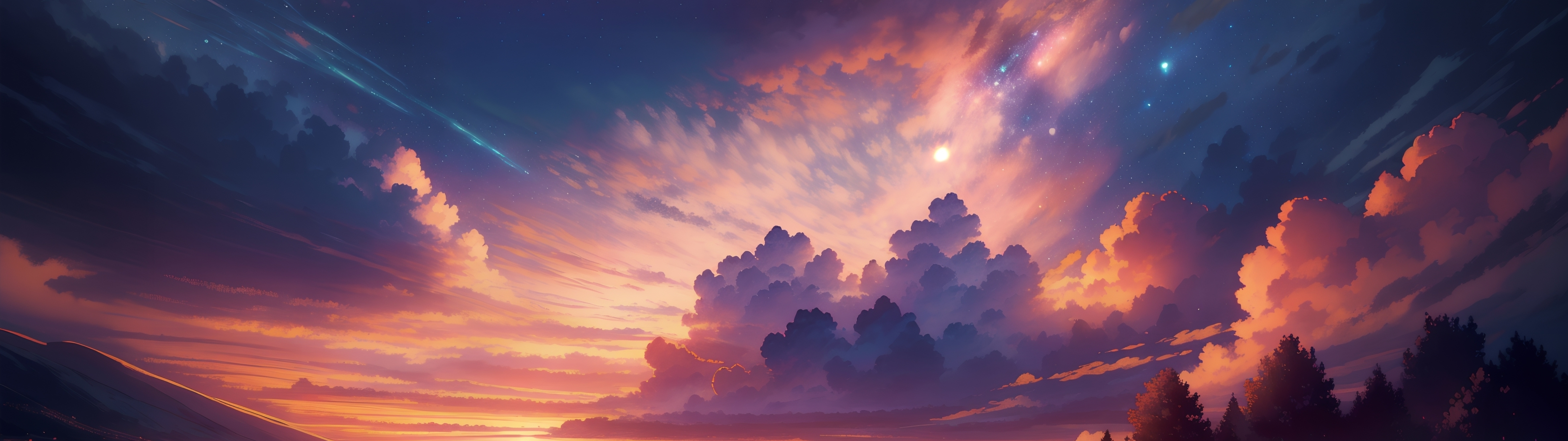 7680x2160 Resolution 4K Magical Clouds 23 Anime Art 7680x2160 ...