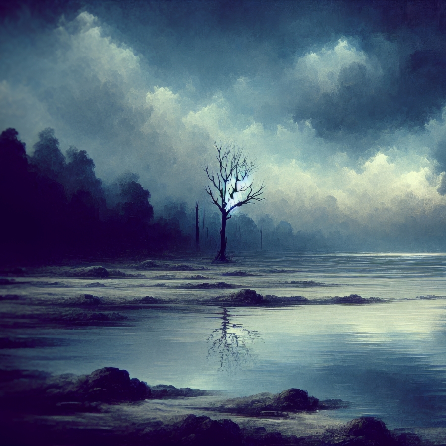 900x900 Resolution 4K Mysterious Blue Lake with A Tree 900x900 ...