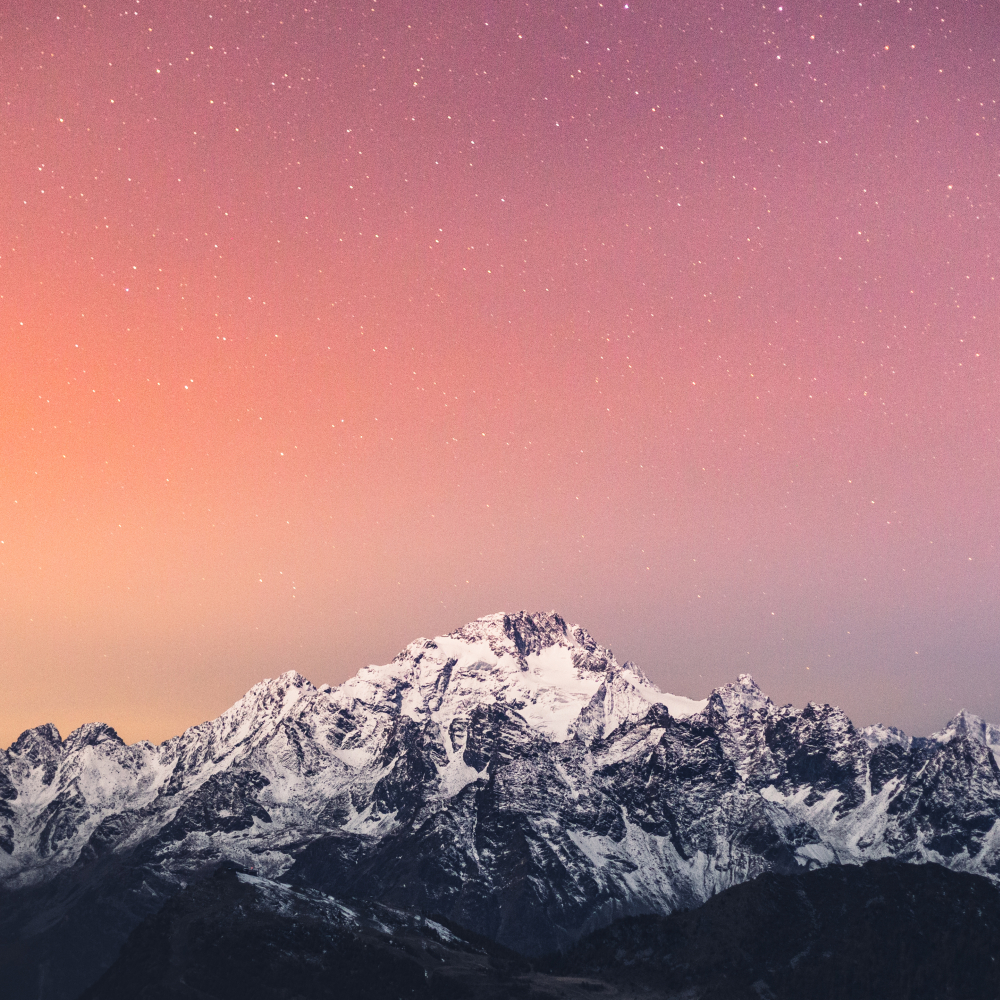 1000x1000 Resolution 4K Starry Sky Above Snow Covered Mountains ...