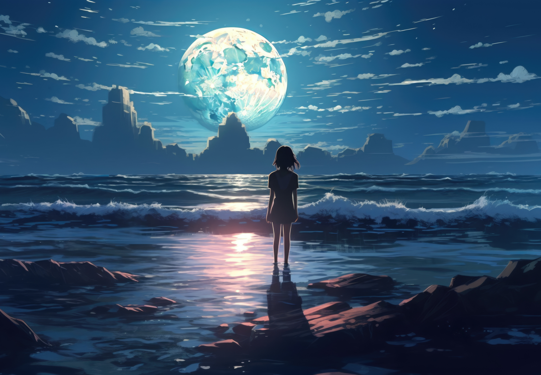 1893x1313 5K Anime Girl Watching Moon 1893x1313 Resolution Wallpaper ...