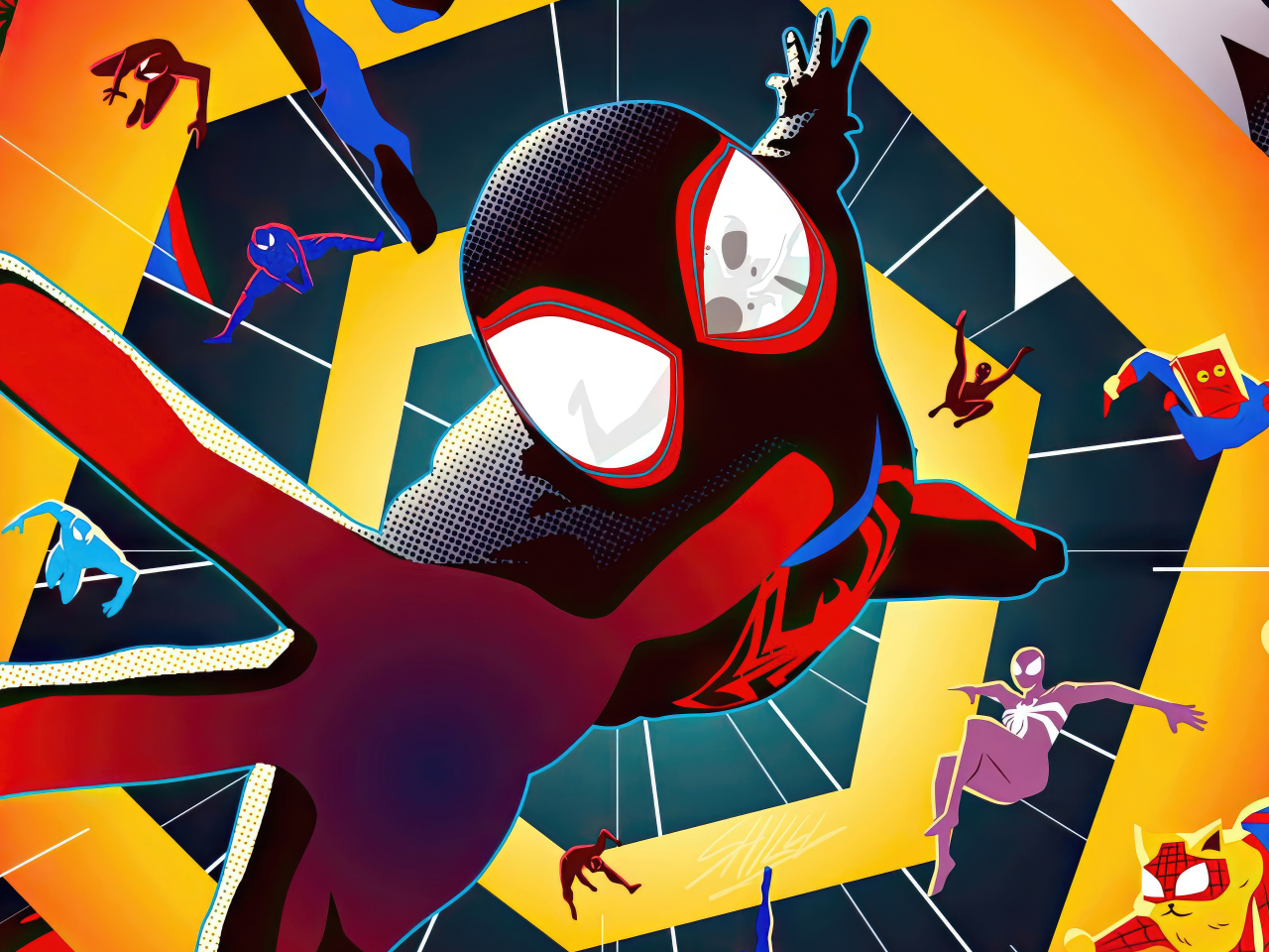 1280x960 5K Spider-Man Falling Across Spider-Verse 1280x960 Resolution ...