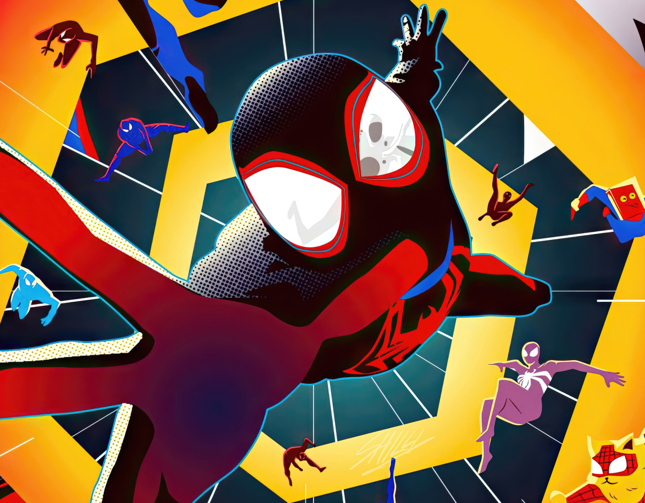 1280x1000 Resolution 5K Spider-Man Falling Across Spider-Verse ...