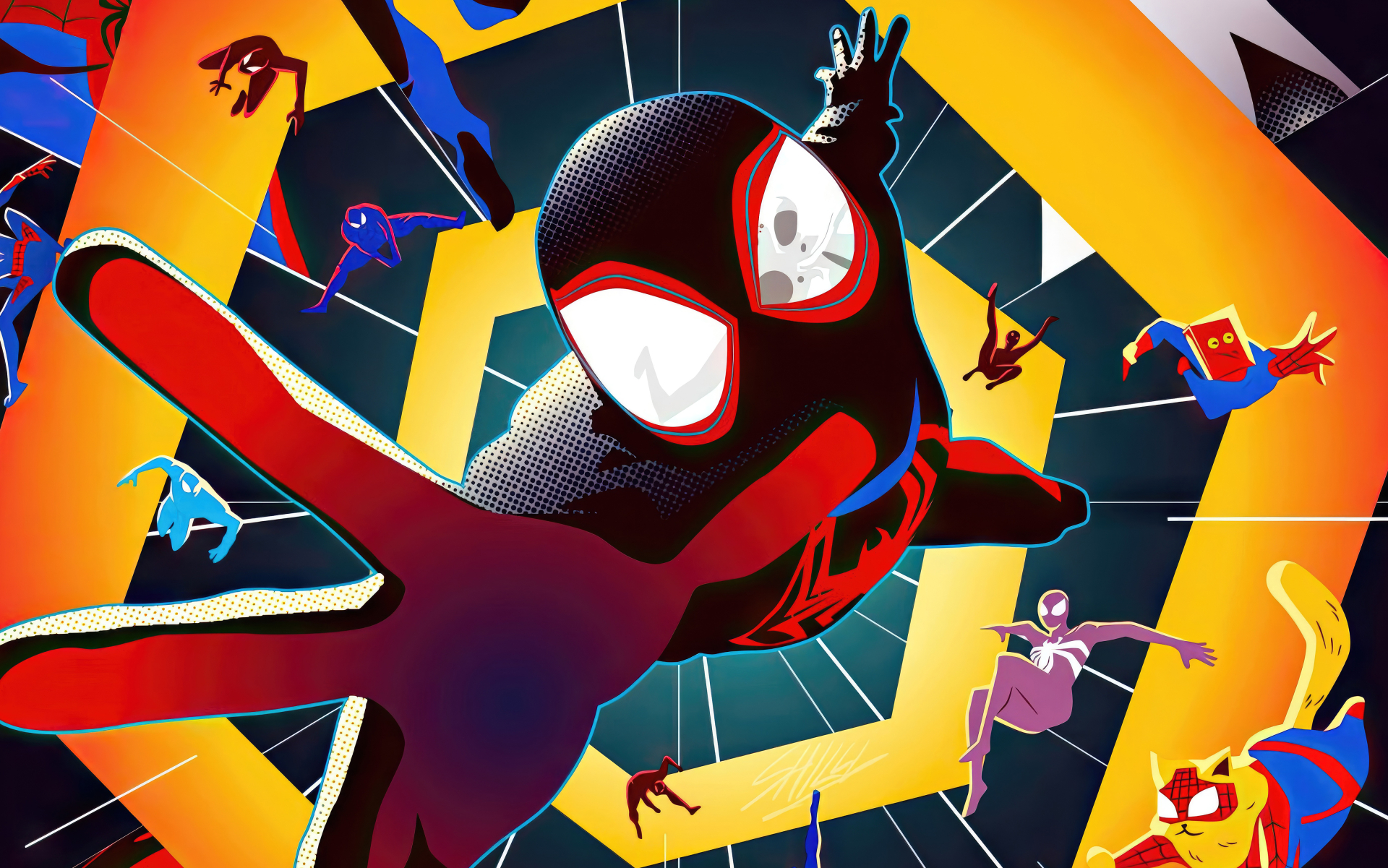 1920x1201 Resolution 5K Spider-Man Falling Across Spider-Verse ...