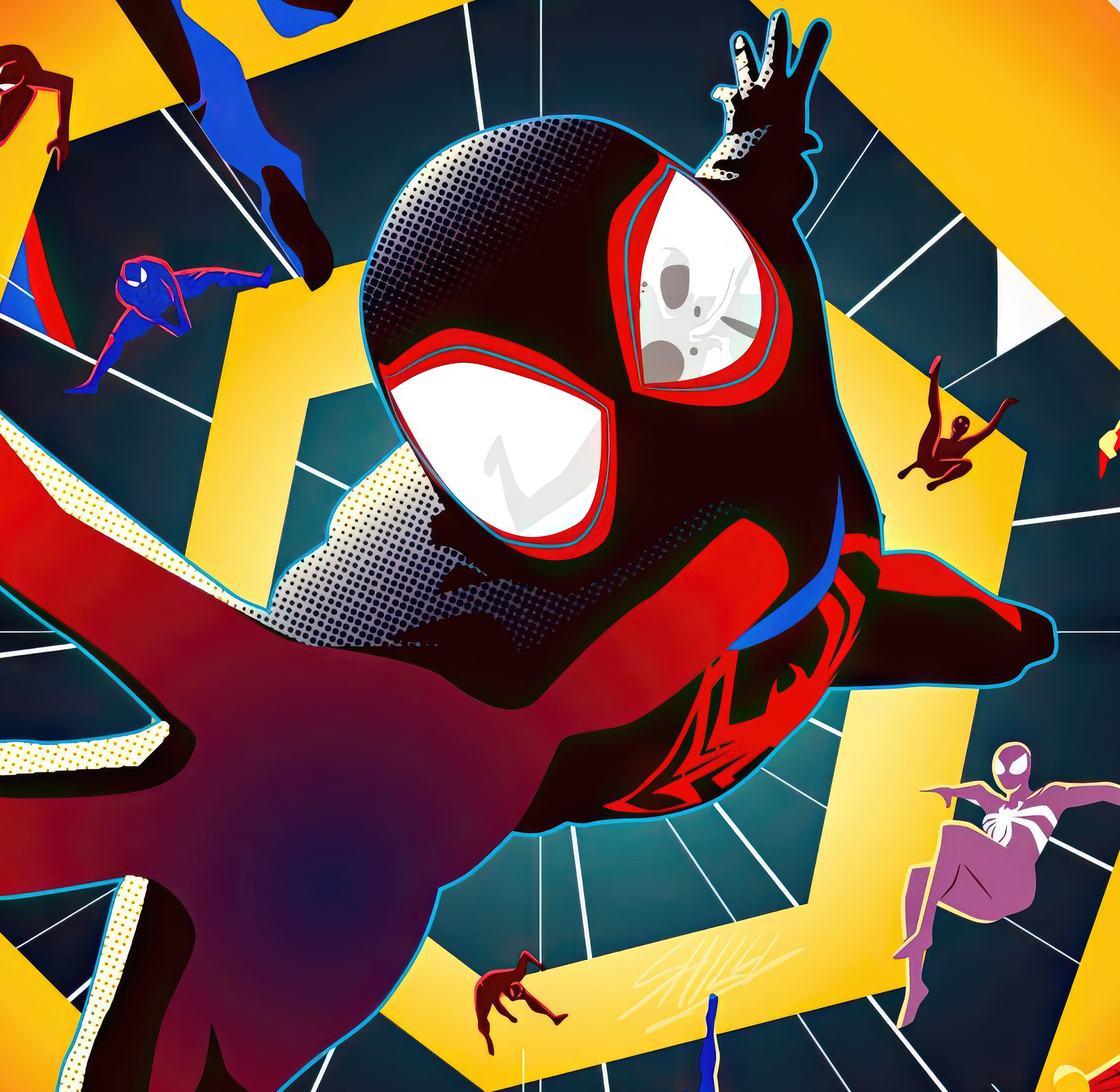 2460x2400 Resolution 5K Spider-Man Falling Across Spider-Verse ...