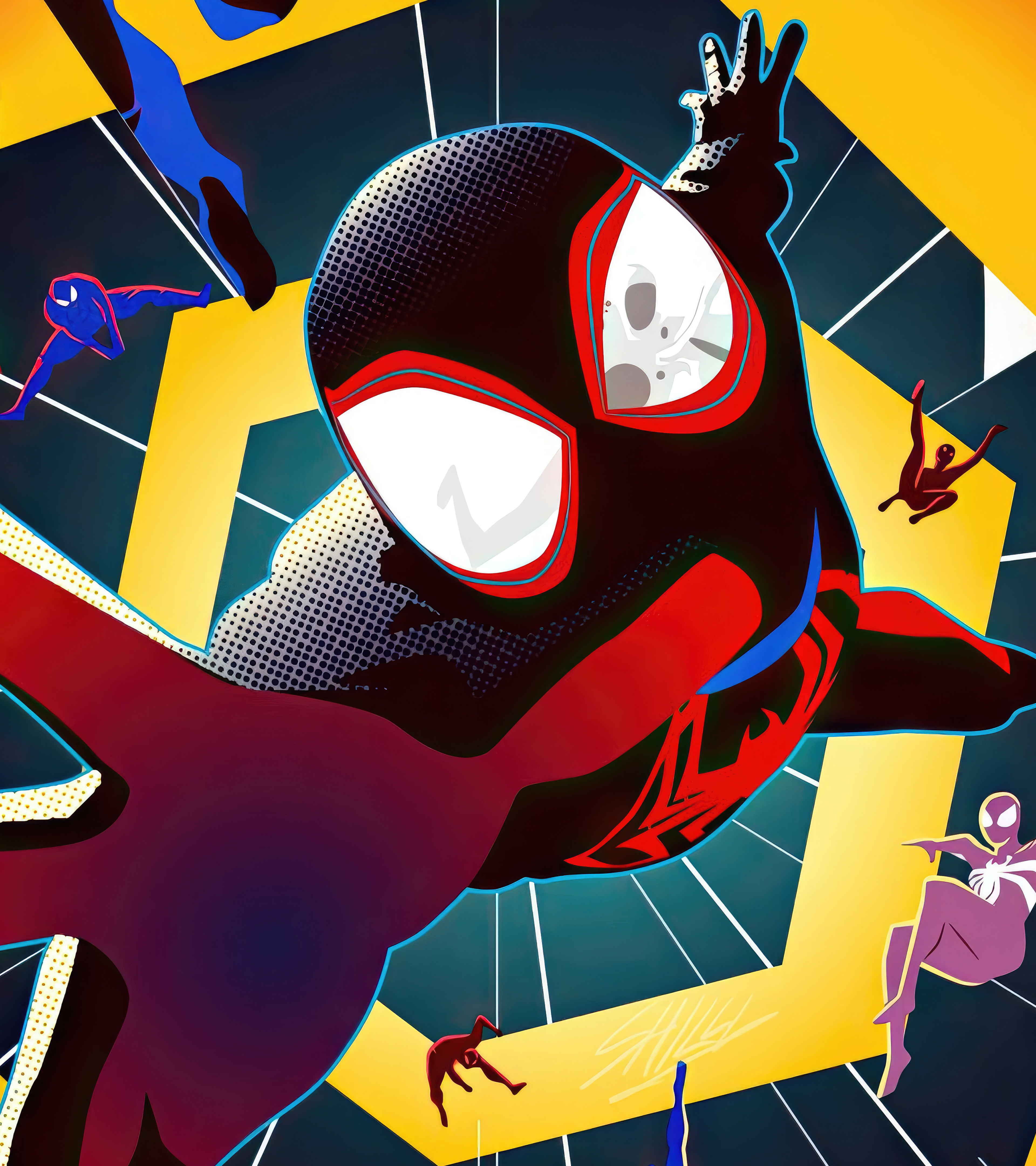 3840x4320 Resolution 5K Spider-Man Falling Across Spider-Verse ...