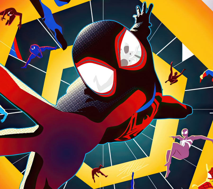 900x800 5K Spider-Man Falling Across Spider-Verse 900x800 Resolution ...