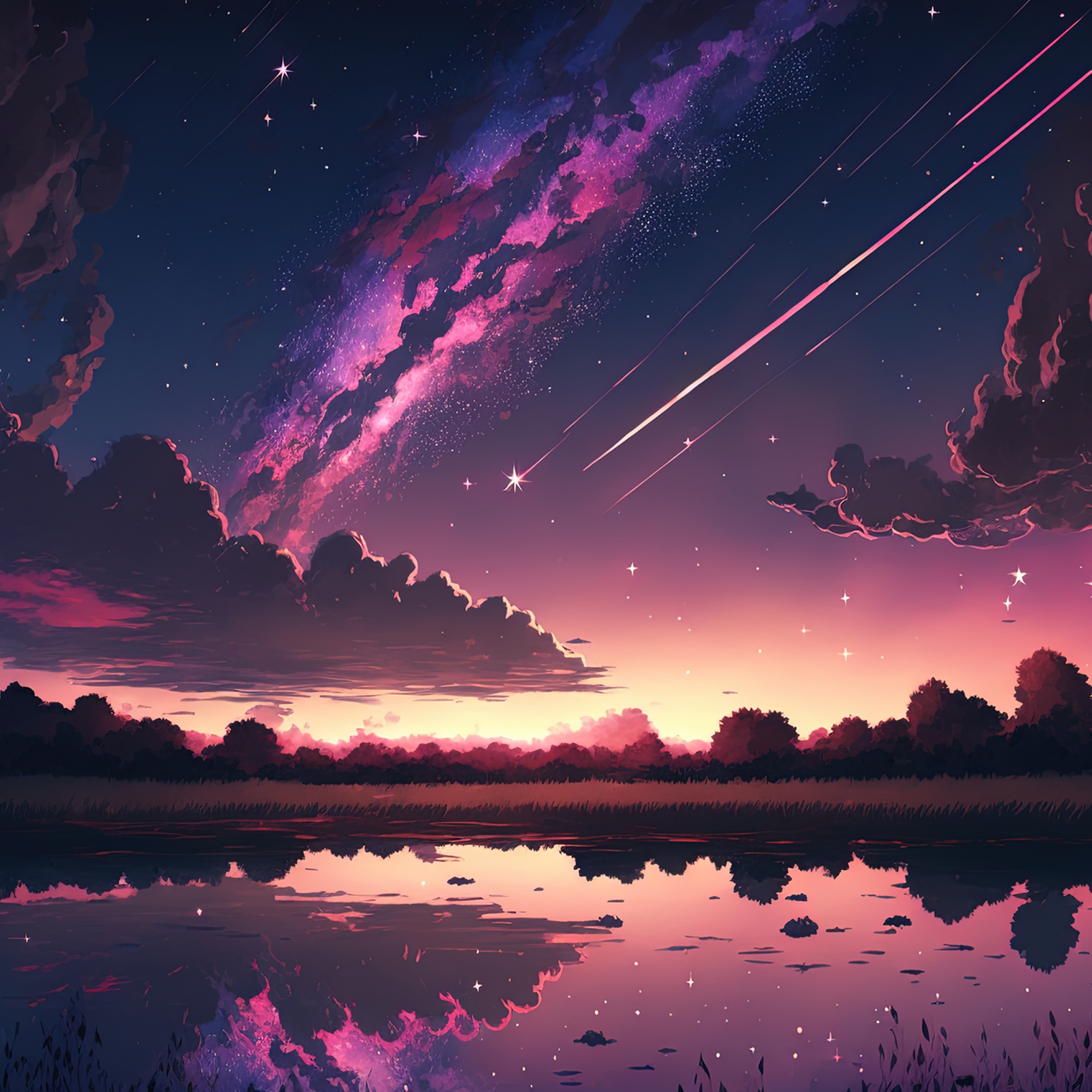 2000x2000 Resolution A Purple Sunset HD 2000x2000 Resolution Wallpaper ...