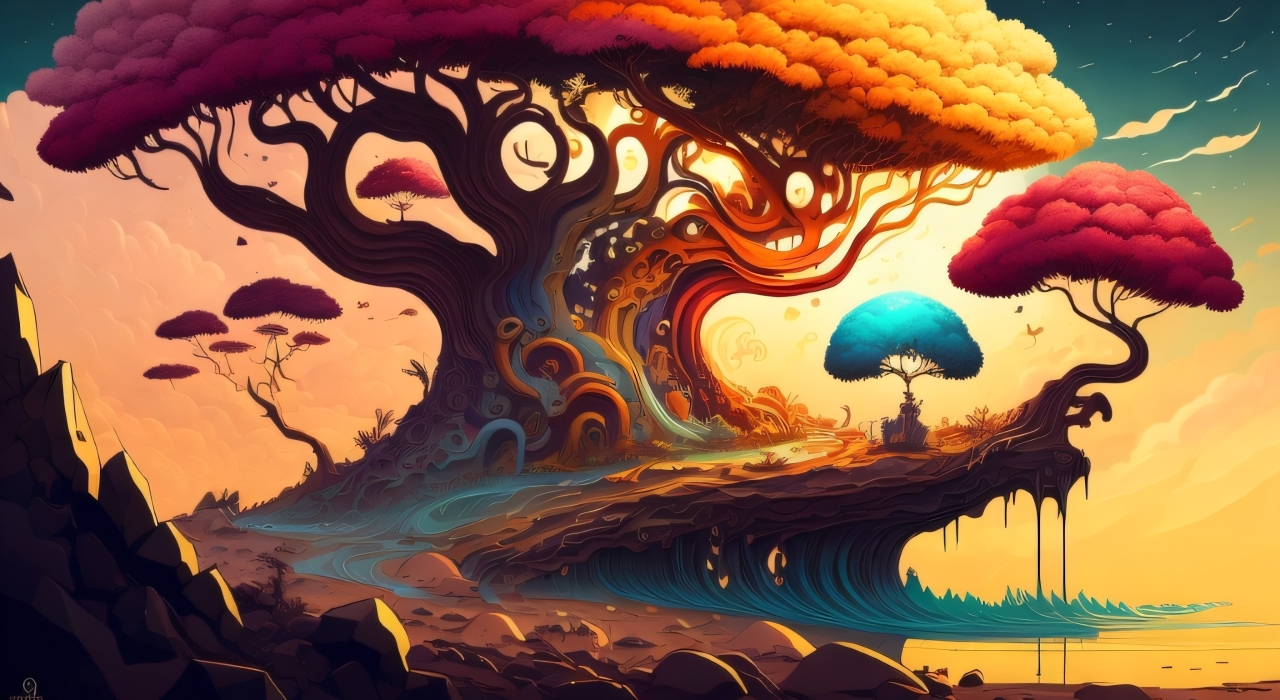 1280x700 AI Art HD Cool Tree Illustration 1280x700 Resolution Wallpaper ...