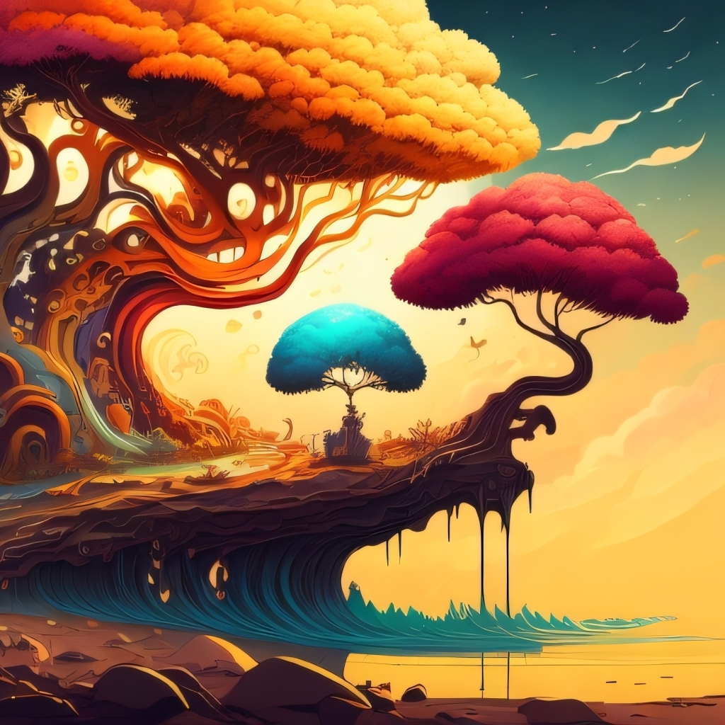 1024x1024 AI Art HD Cool Tree Illustration 1024x1024 Resolution ...