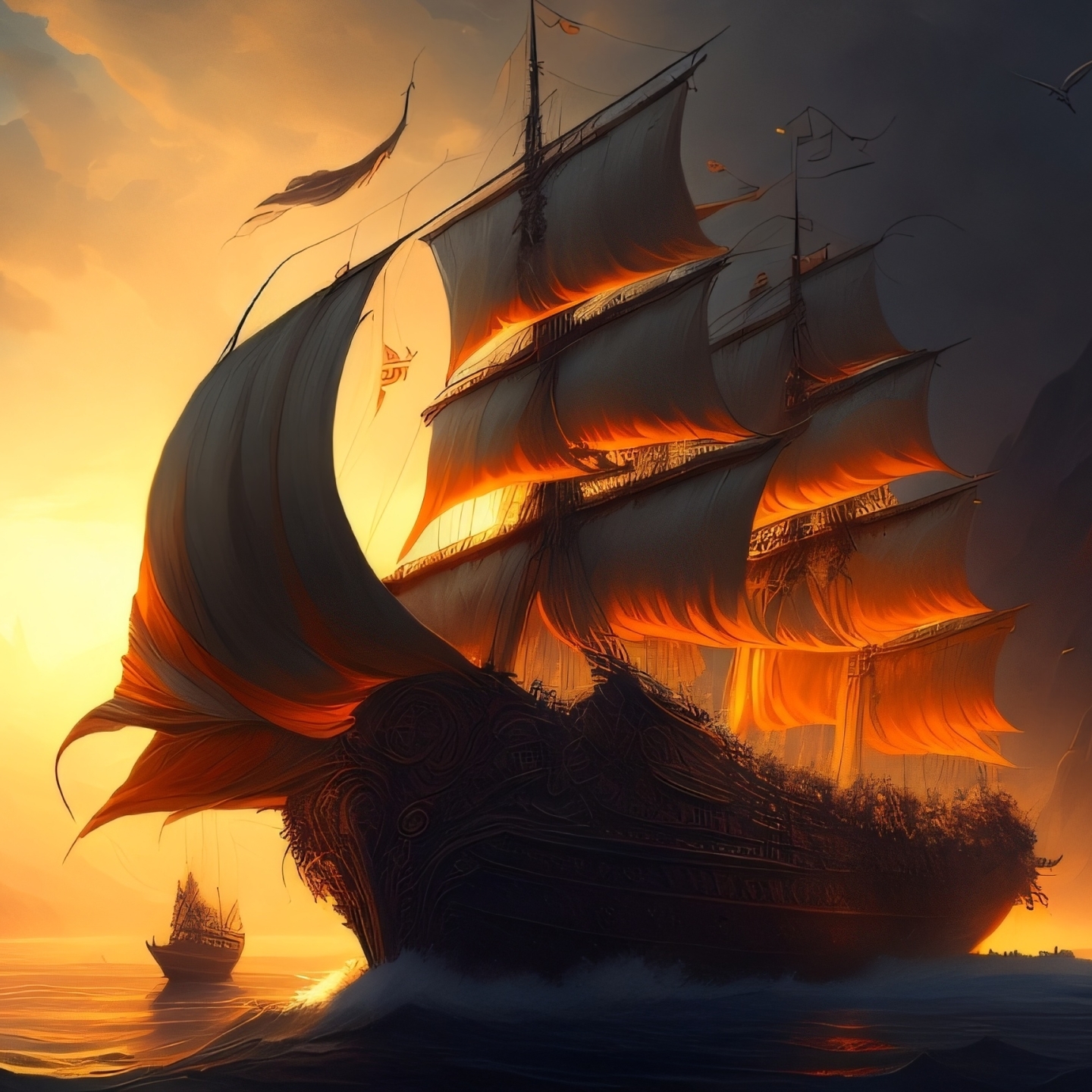 1440x1440 AI Art Ship Cool 1440x1440 Resolution Wallpaper, HD Artist 4K ...