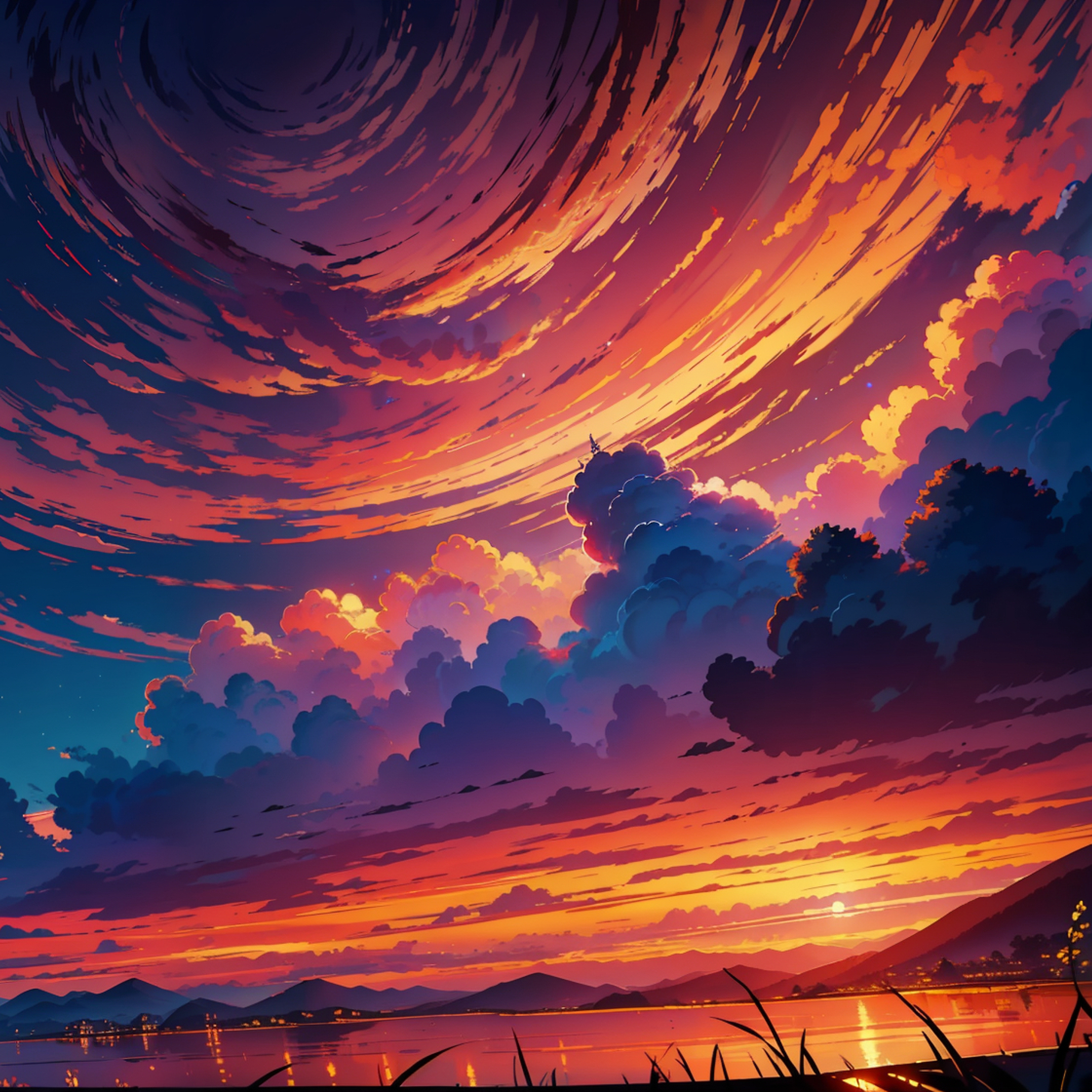 3000x3000 Resolution AI Magical Sunset Orange x Blue 3000x3000 ...