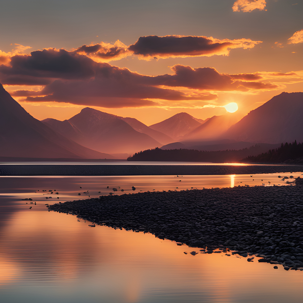 1000x1000 Resolution AI Sunset Lake 1000x1000 Resolution Wallpaper ...