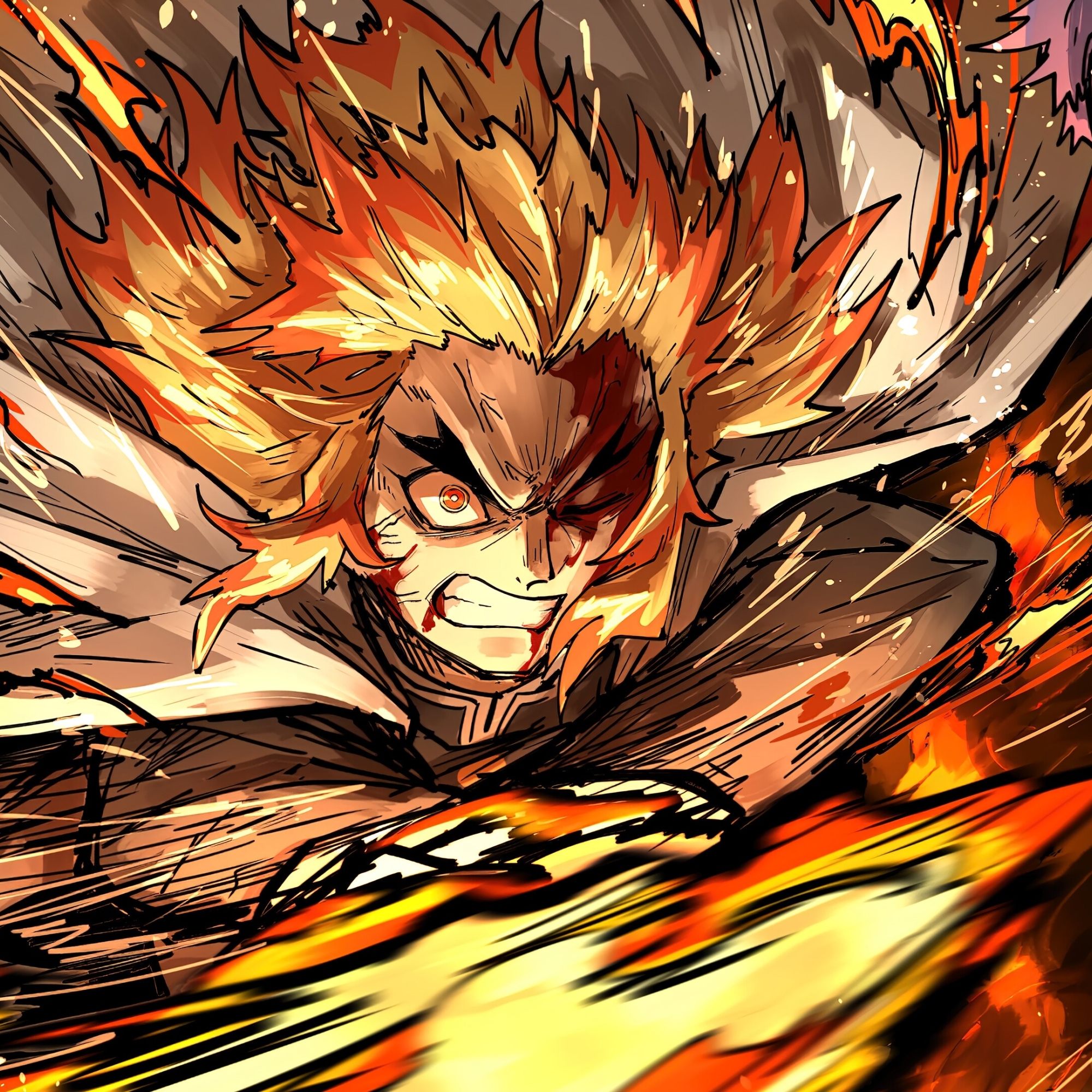 2000x2000 Resolution Akaza x Kyojuro Rengoku Digital Art 2000x2000 ...