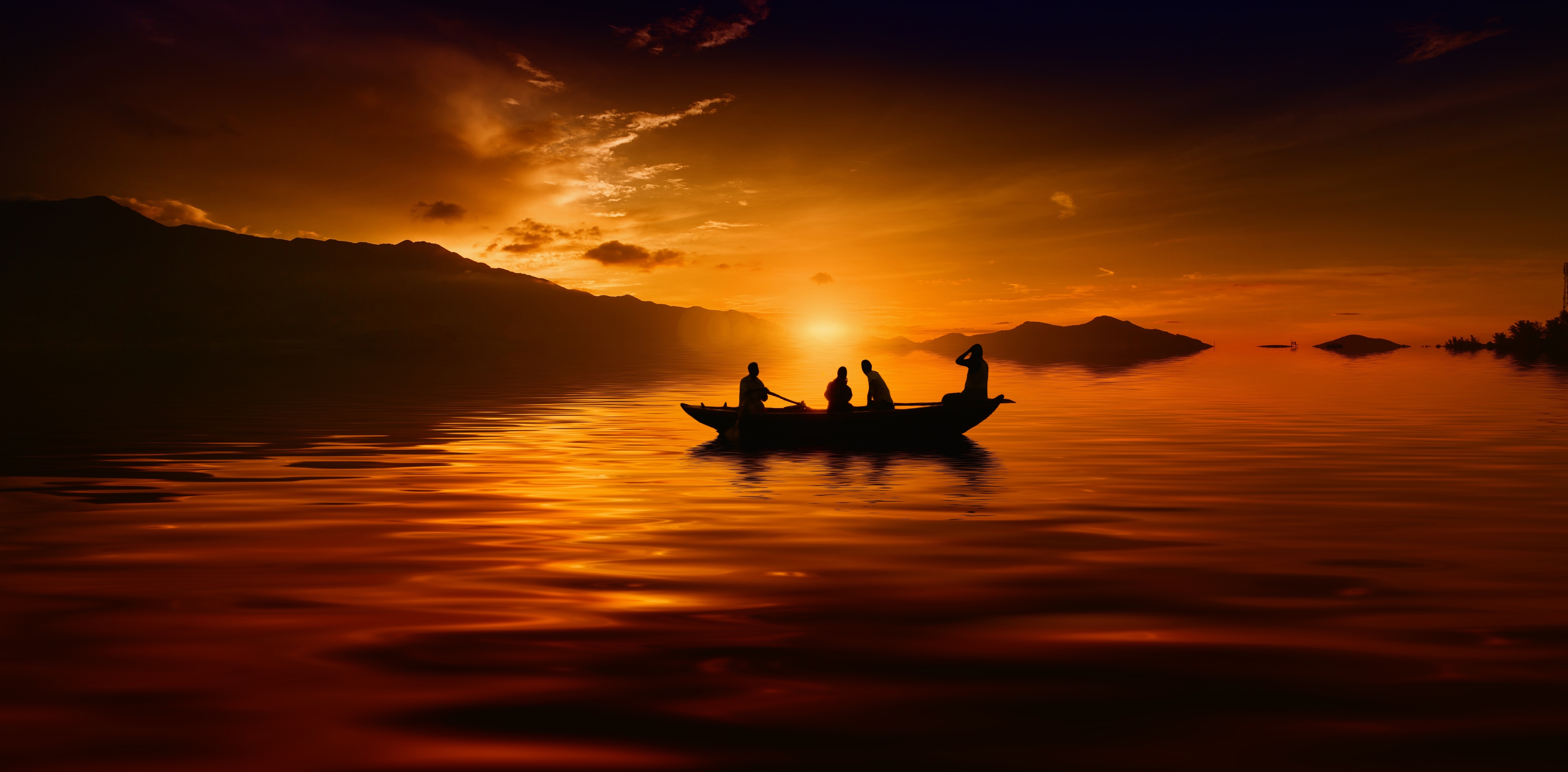 5120x2520 Resolution Amazing Sunset Over Lake 8k 5120x2520 Resolution ...