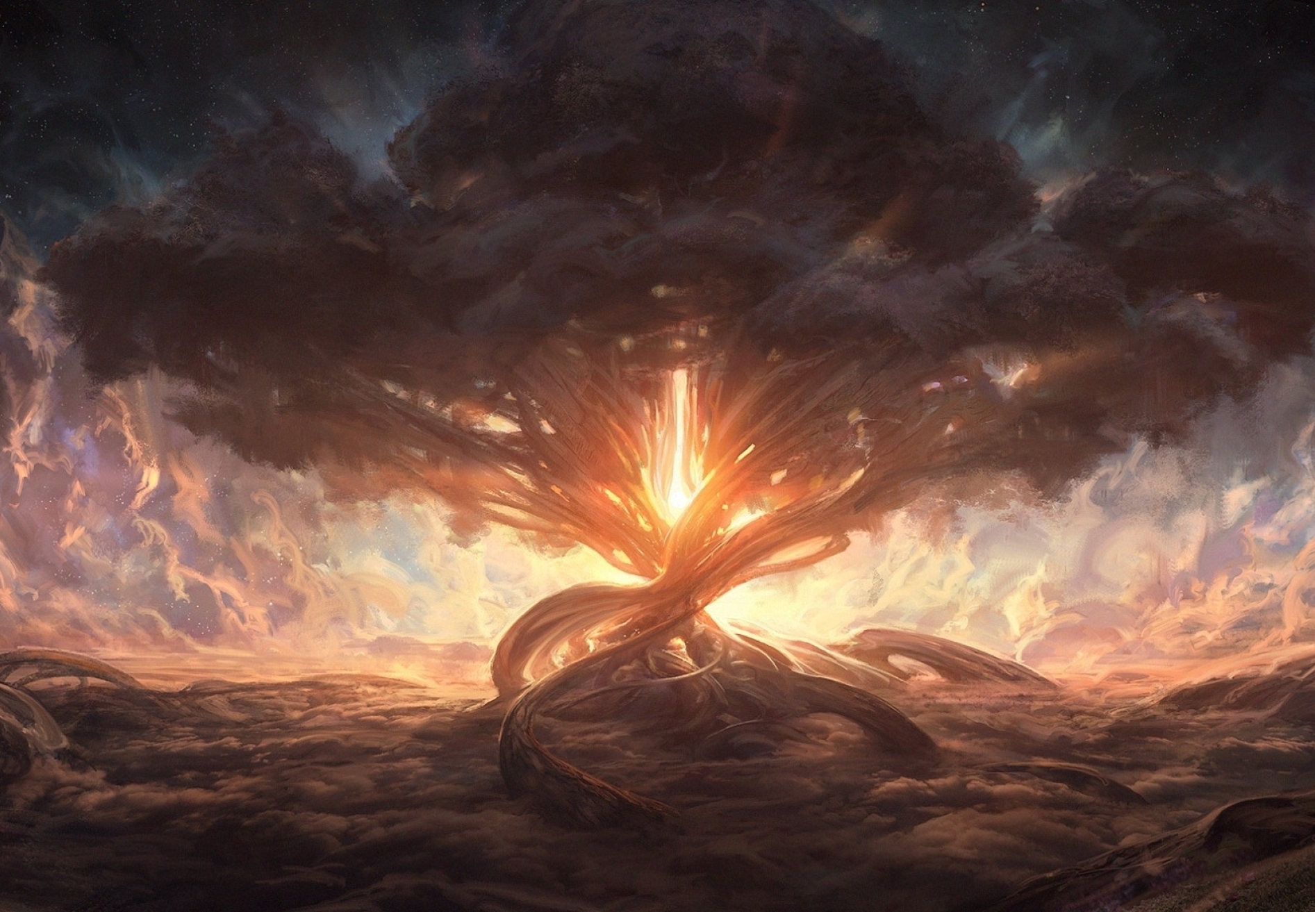1893x1313 Resolution Ancient Fantasy Tree Illustrator Digital Art ...