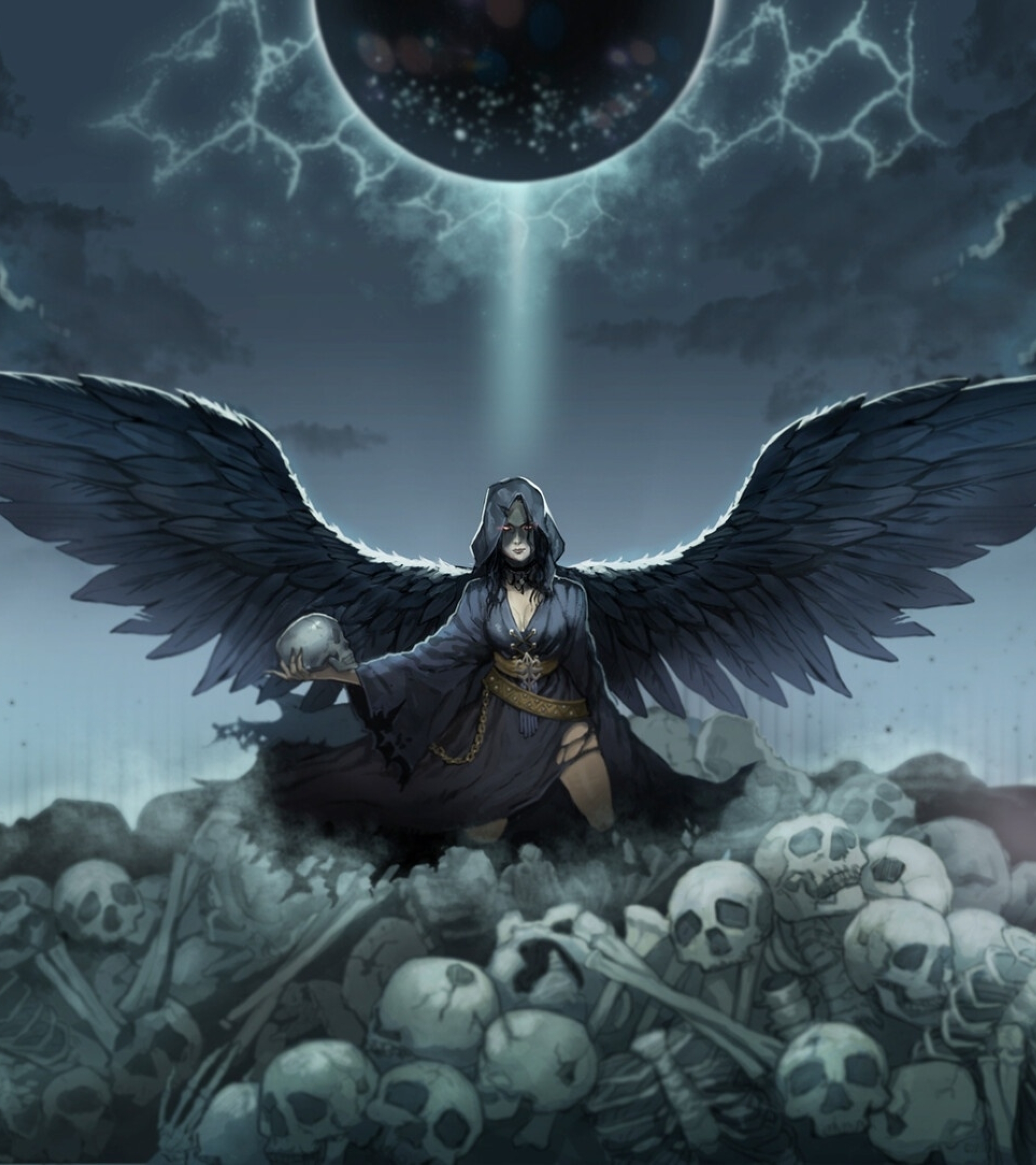 1920x2160 Resolution Angel and Skulls 1920x2160 Resolution Wallpaper ...