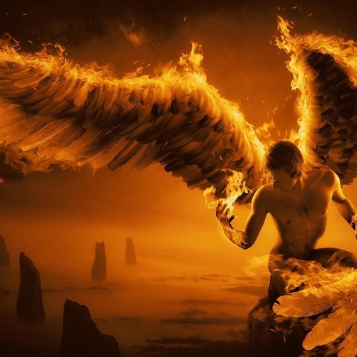 512x512 angel, wings, fire 512x512 Resolution Wallpaper, HD Fantasy 4K ...