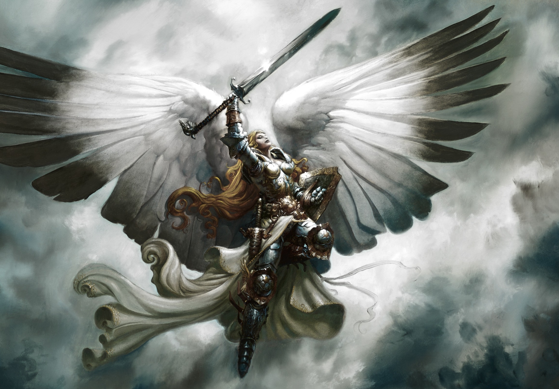 1920x1339 Resolution angel, wings, sword 1920x1339 Resolution Wallpaper ...