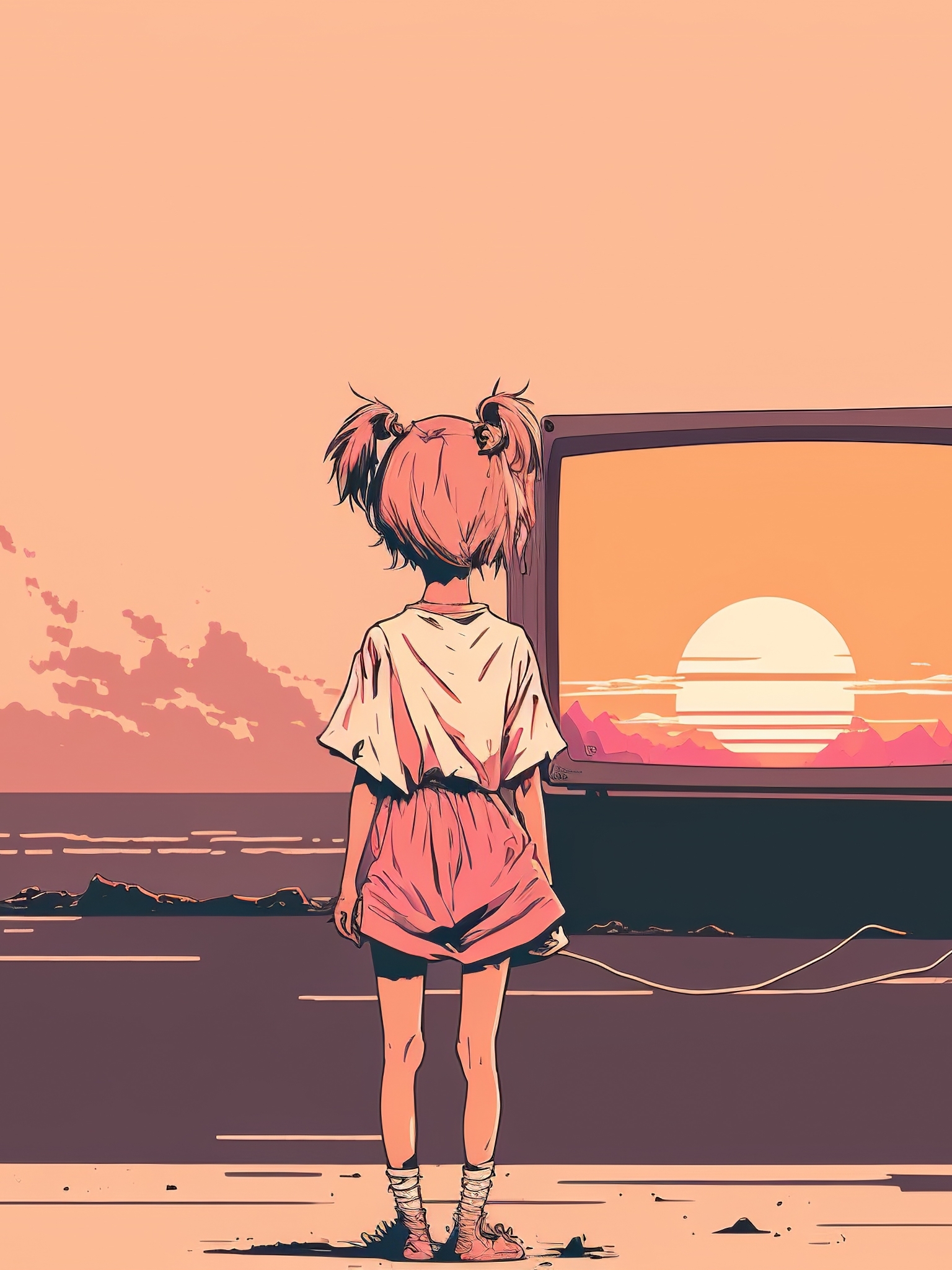 1536x2048 Resolution Anime Girl 4k Watching Landscape 1536x2048 ...