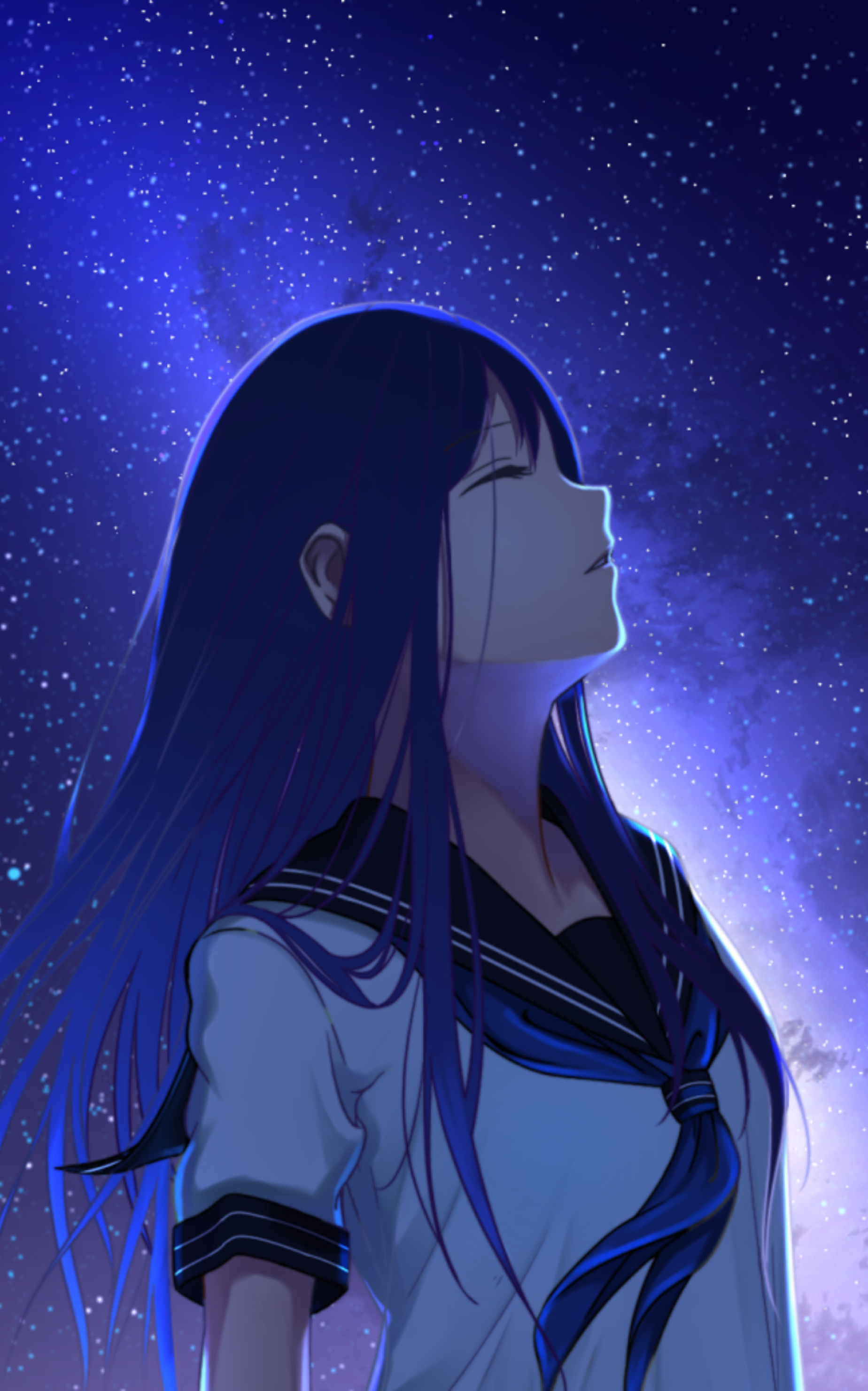 1848x2960 Resolution Anime Girl And Night Stars 1848x2960 Resolution ...