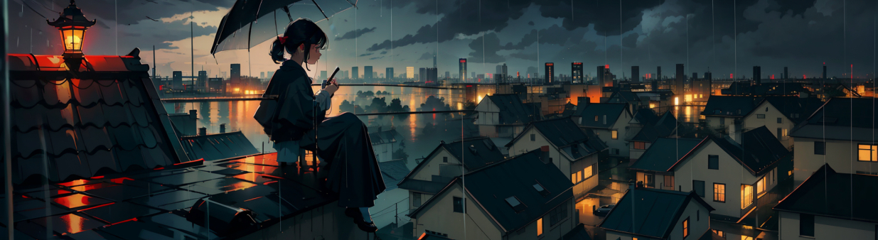 1235x338 Anime Girl Disconnected to City 1235x338 Resolution Wallpaper ...