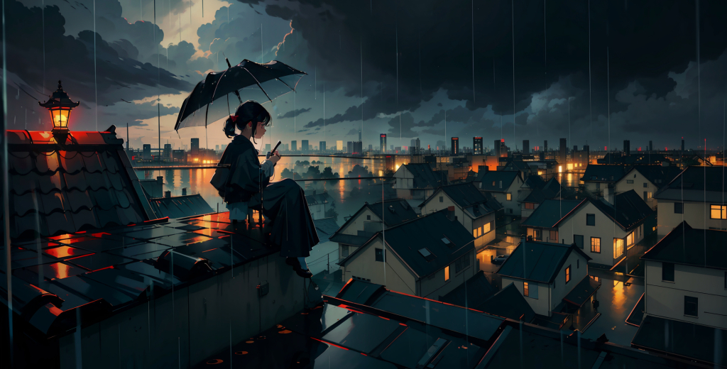 1024x520 Resolution Anime Girl Disconnected to City 1024x520 Resolution ...