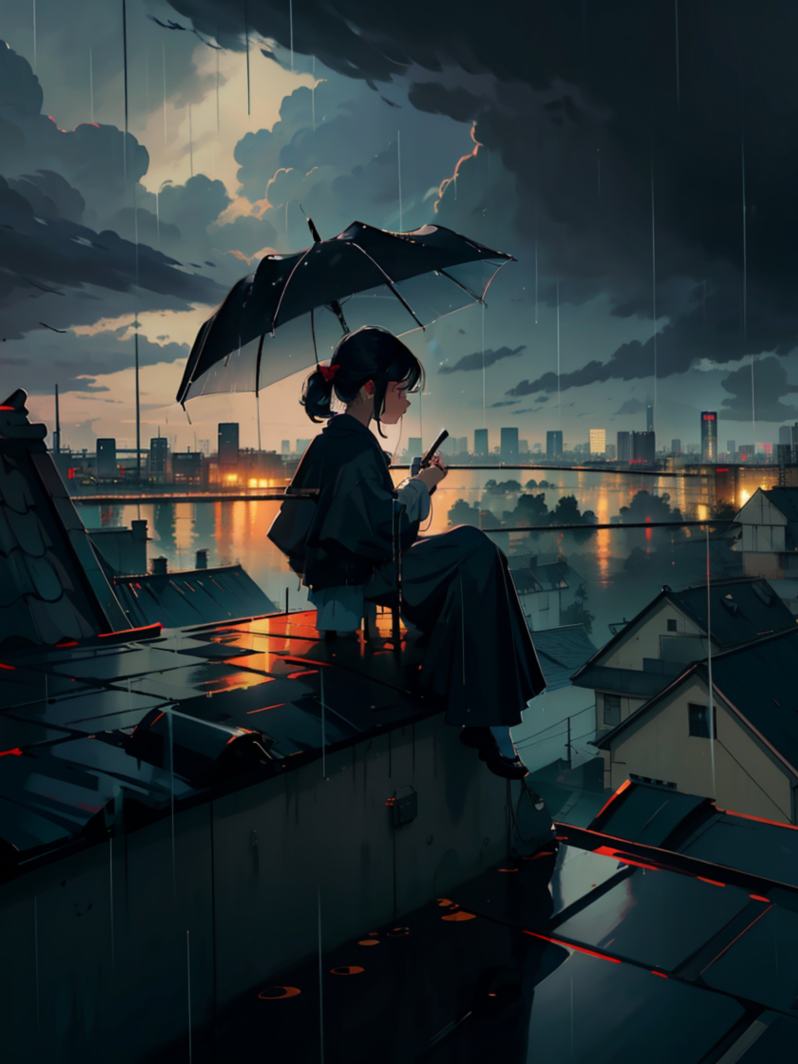 1620x2160 Resolution Anime Girl Disconnected to City 1620x2160 ...