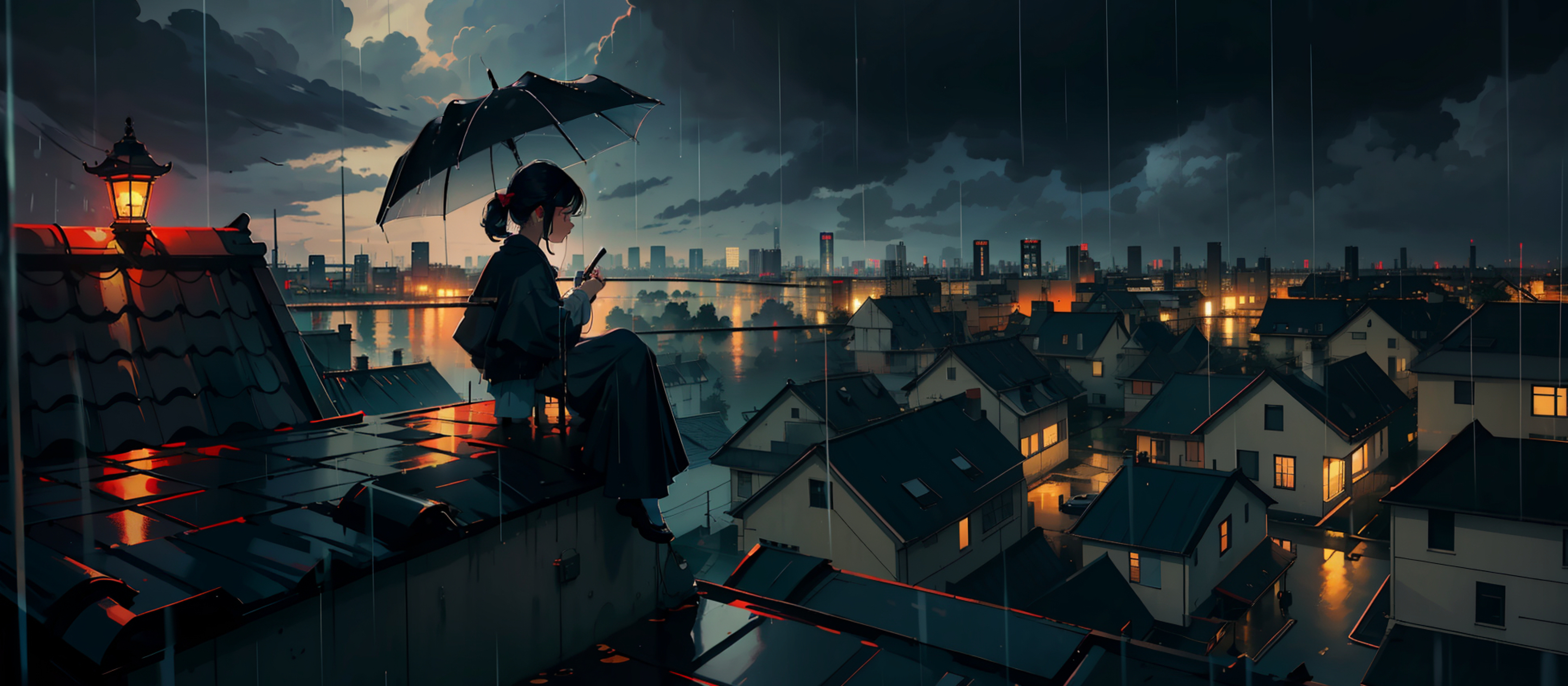 5600x2450 Resolution Anime Girl Disconnected to City 5600x2450 ...