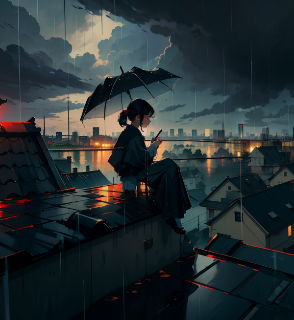 600x655 Resolution Anime Girl Disconnected to City 600x655 Resolution ...