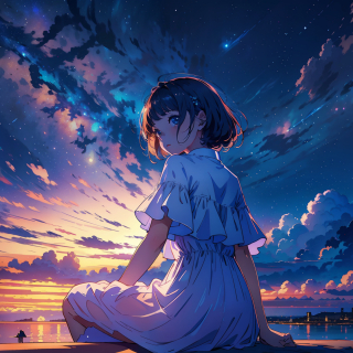 320x320 Resolution Anime Girl Feeling Sunset Evening 320x320 Resolution ...