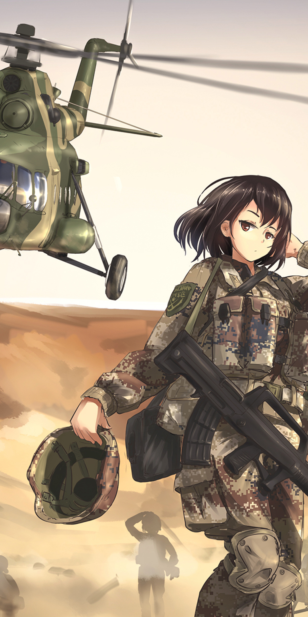 1080x2160 anime, girl, helicopter One Plus 5T,Honor 7x,Honor view 10,Lg ...