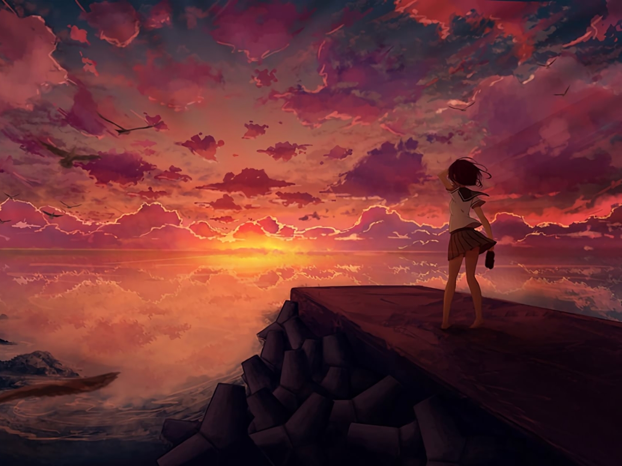 1280x960 Anime Girl Looking at Sky 1280x960 Resolution Wallpaper, HD ...