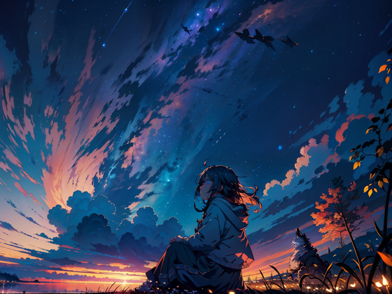 1280x960 Resolution Anime Girl Looking for Sunset 1280x960 Resolution ...