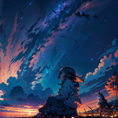 500x500 Resolution Anime Girl Looking for Sunset 500x500 Resolution ...