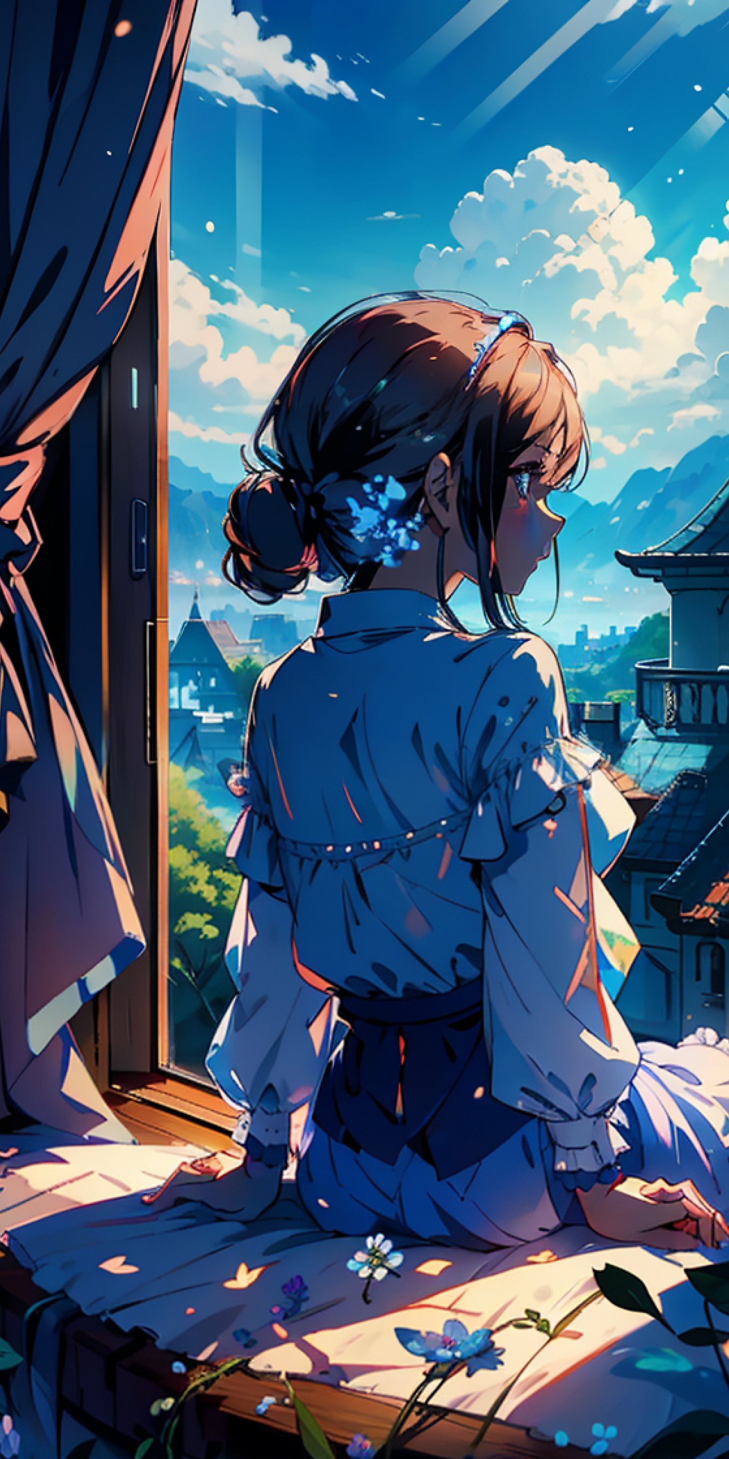 1440x2880 Resolution Anime Girl Sitting On A Window 1440x2880 ...