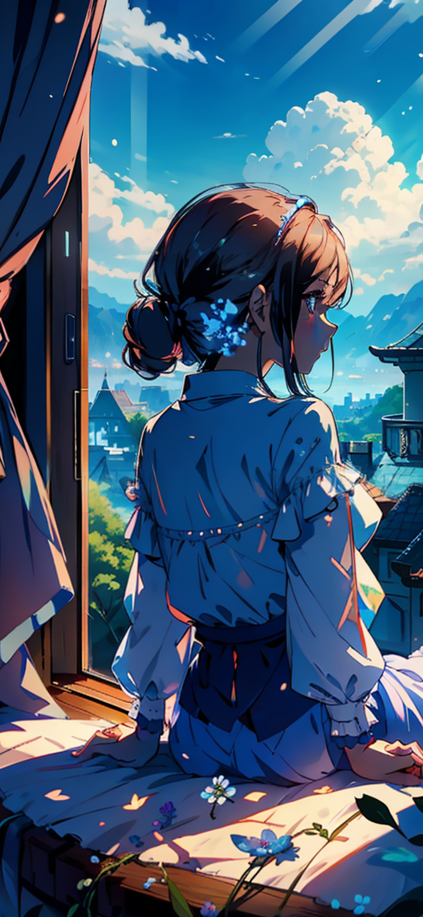 1440x3120 Resolution Anime Girl Sitting On A Window 1440x3120 ...