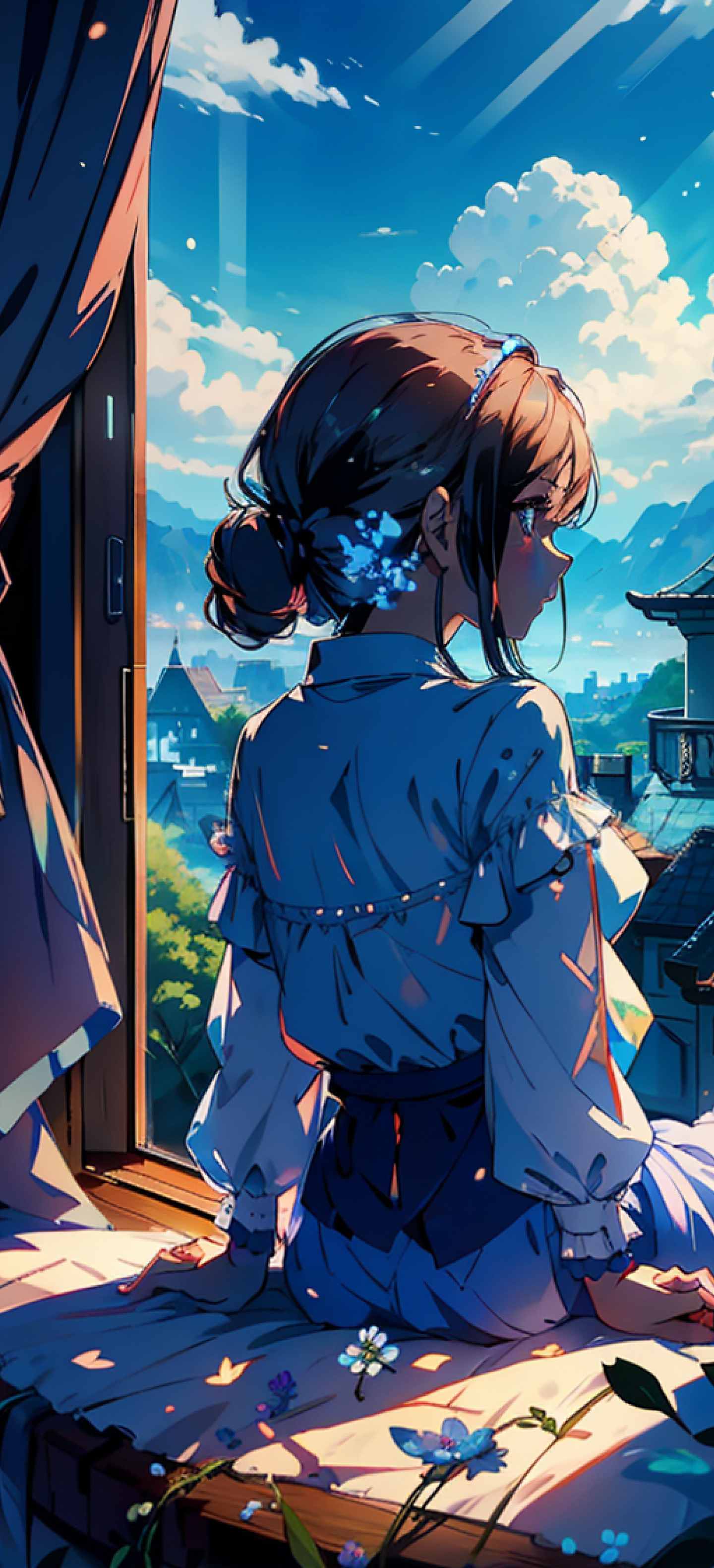 1440x3160 Resolution Anime Girl Sitting On A Window 1440x3160 ...