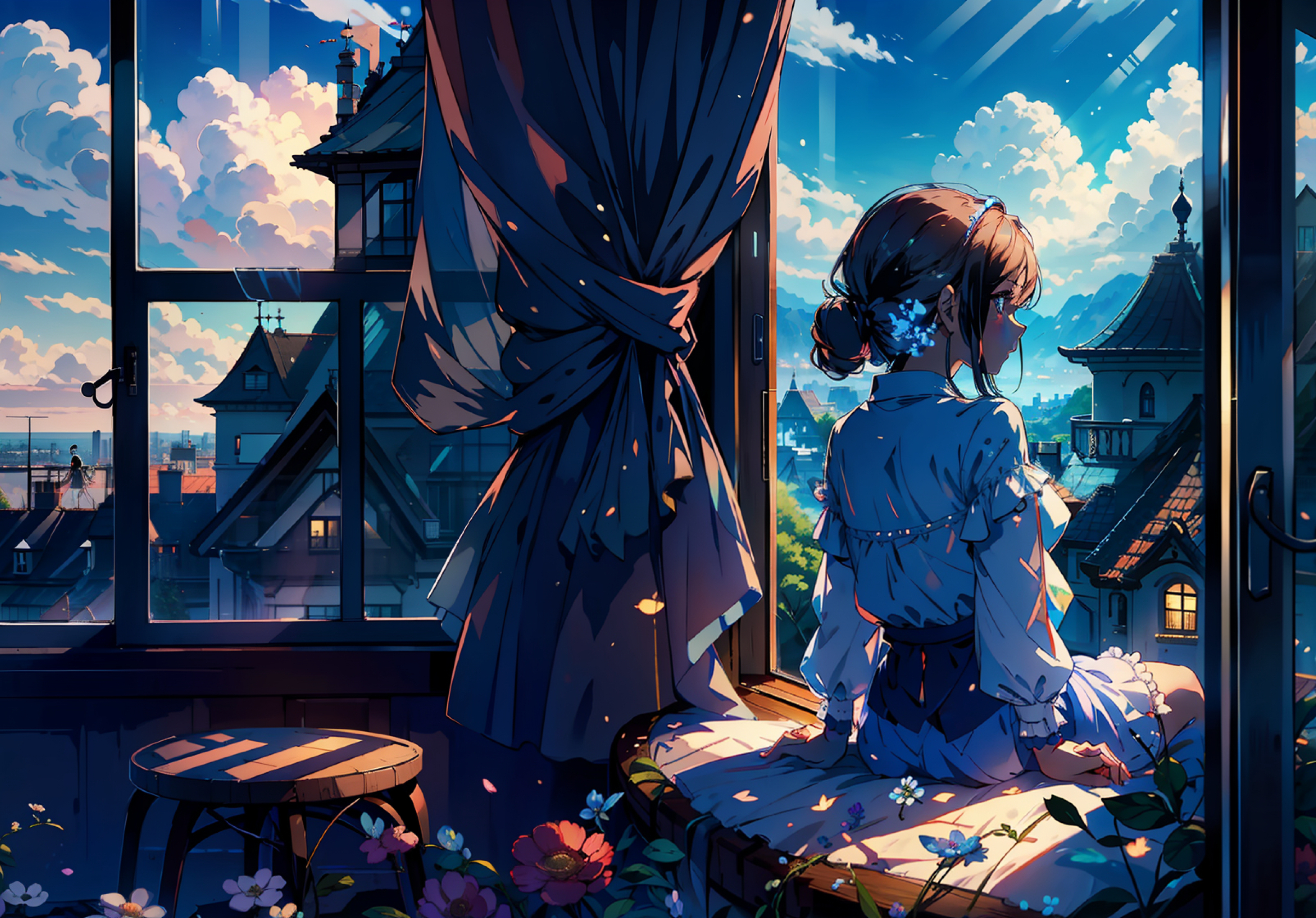 3440x2400 Resolution Anime Girl Sitting On A Window 3440x2400 ...