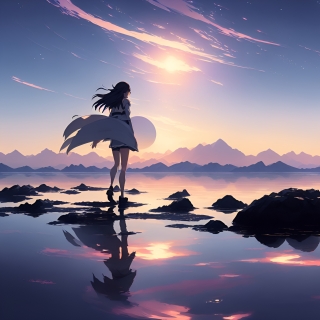 320x320 Anime Girl walking on Water HD AI Art 320x320 Resolution ...