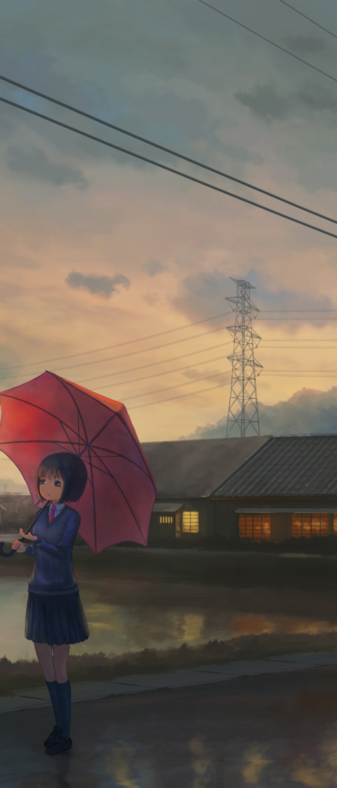 1080x2520 Anime Girl Walking With Umbrella Art 1080x2520 Resolution ...