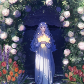 320x320 Resolution Anime Girl with Stars 320x320 Resolution Wallpaper ...