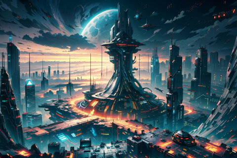 480x320 Resolution Anime Sci Fi City Built By AI Tech 2023 480x320 ...