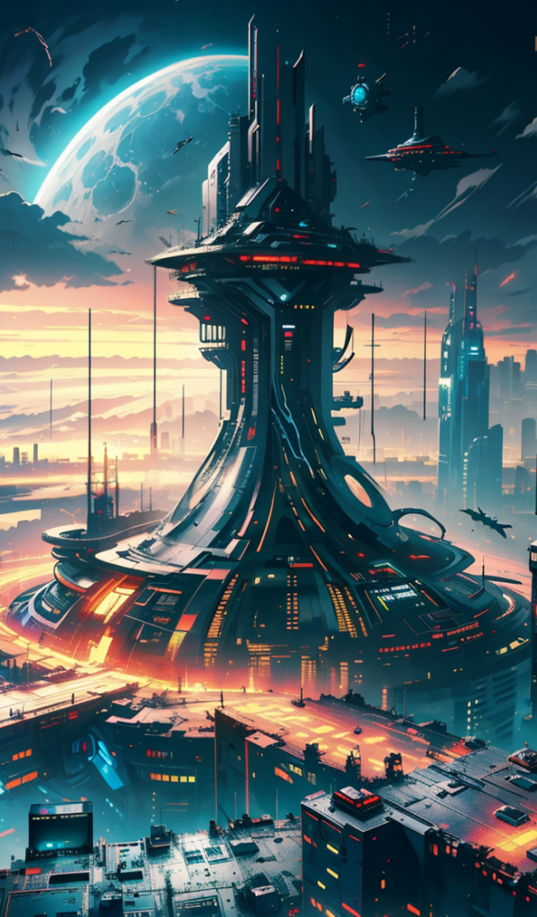 600x1024 Resolution Anime Sci Fi City Built By AI Tech 2023 600x1024 ...