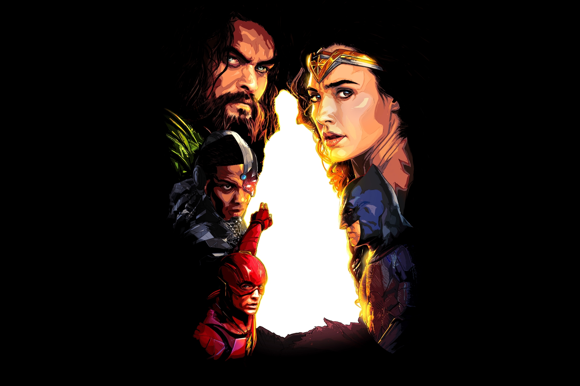 1920x1280 Resolution Aquaman, Batman, Cyborg And Wonder Woment Art ...