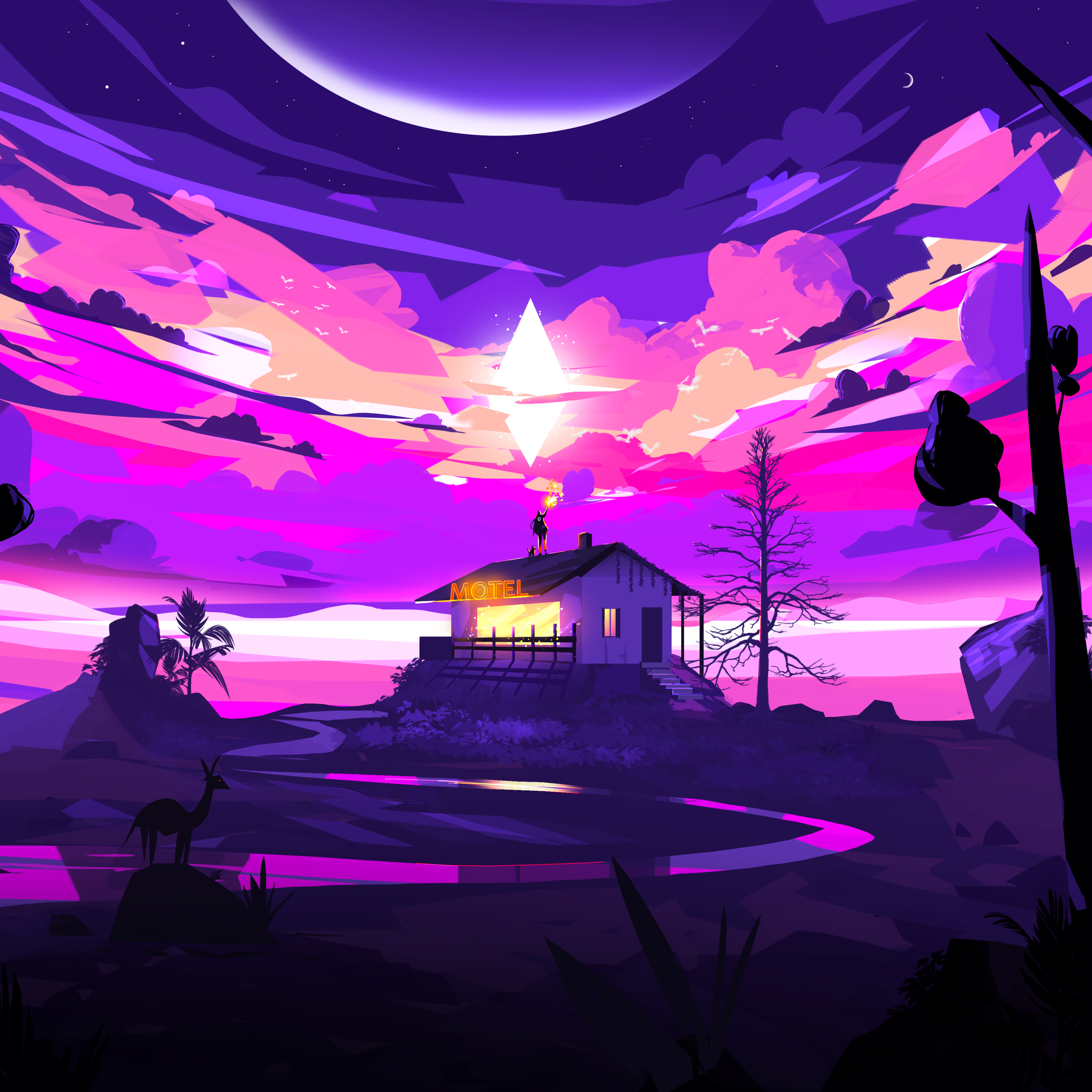 3840x3840 Resolution Artistic Motel Building 4k 3840x3840 Resolution ...